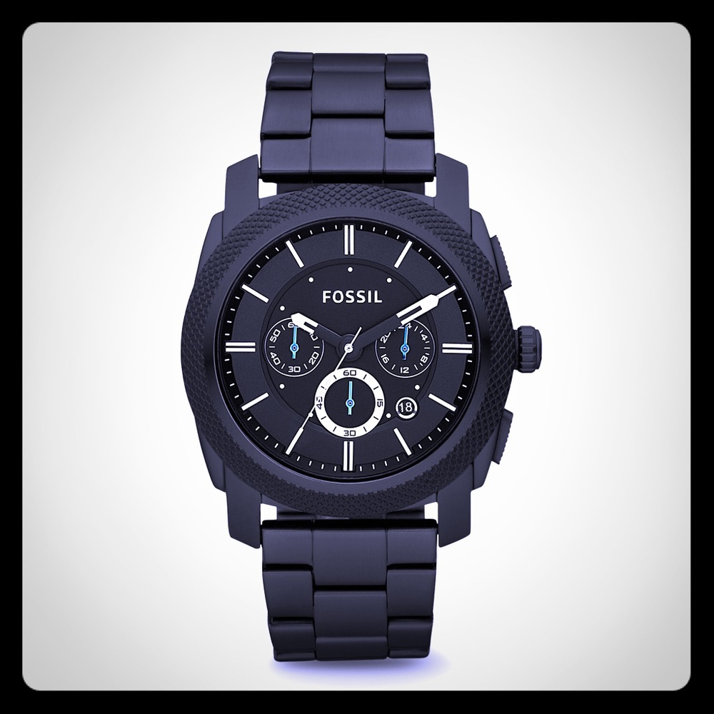 Mens Fossil Chronograph Black Stainlesssteel Watch - Gem